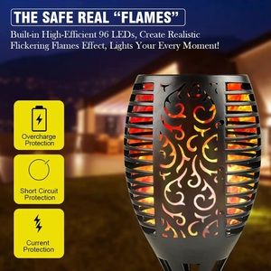 Outdoor Solar Outlet | Holiday | Solar Led Lawn Flame Flickering Torch ...